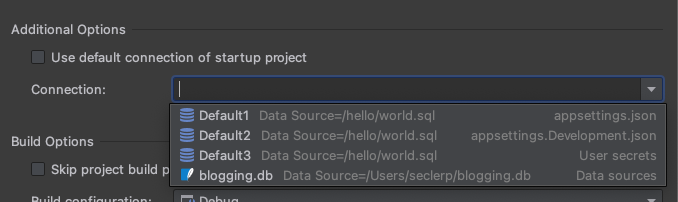 Connection Strings in User Secret no longer shows up in the Update Database dropdown · Issue ...