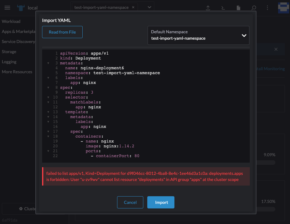 Project Owners Dont Have Access To Import Yaml · Issue 34712 · Rancherrancher · Github 