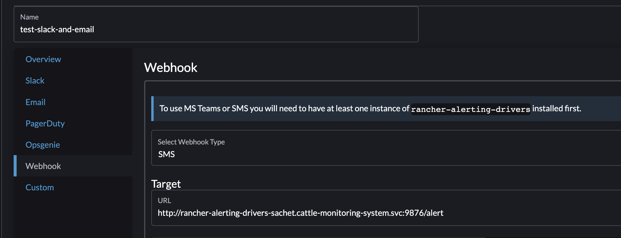 [project monitoring v2] unable to select webhook from dropdown when creating receiver · Issue ...