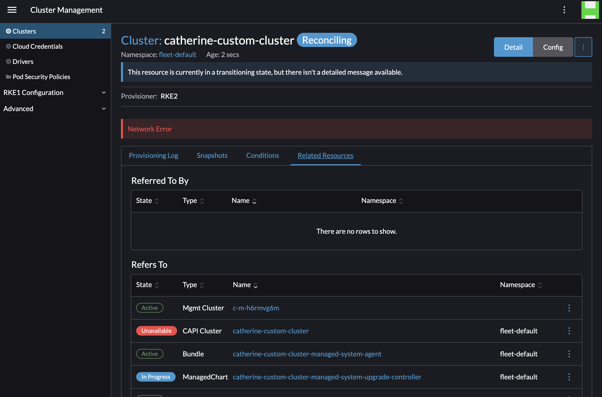 `config` view of custom rke2 cluster brings user to the `edit imported cluster` screen instead ...