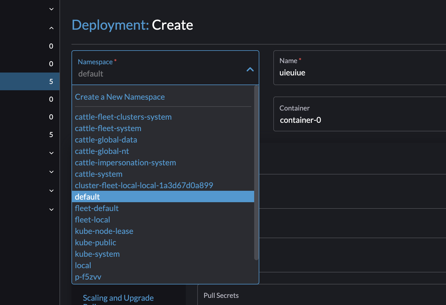 In namespace selection dropdown, only "Create a New Namespace" should be blue · Issue #6412 ...