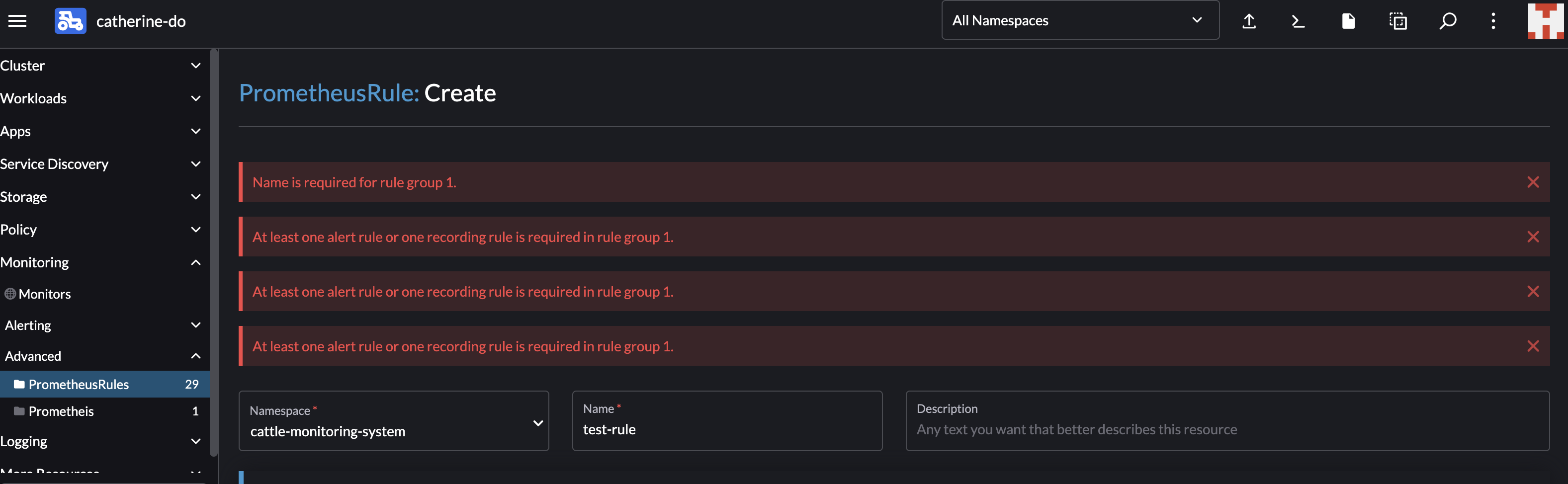 Trying To Close A Prometheusrule Warning Creates Duplicate Warning · Issue 7925 · Rancher