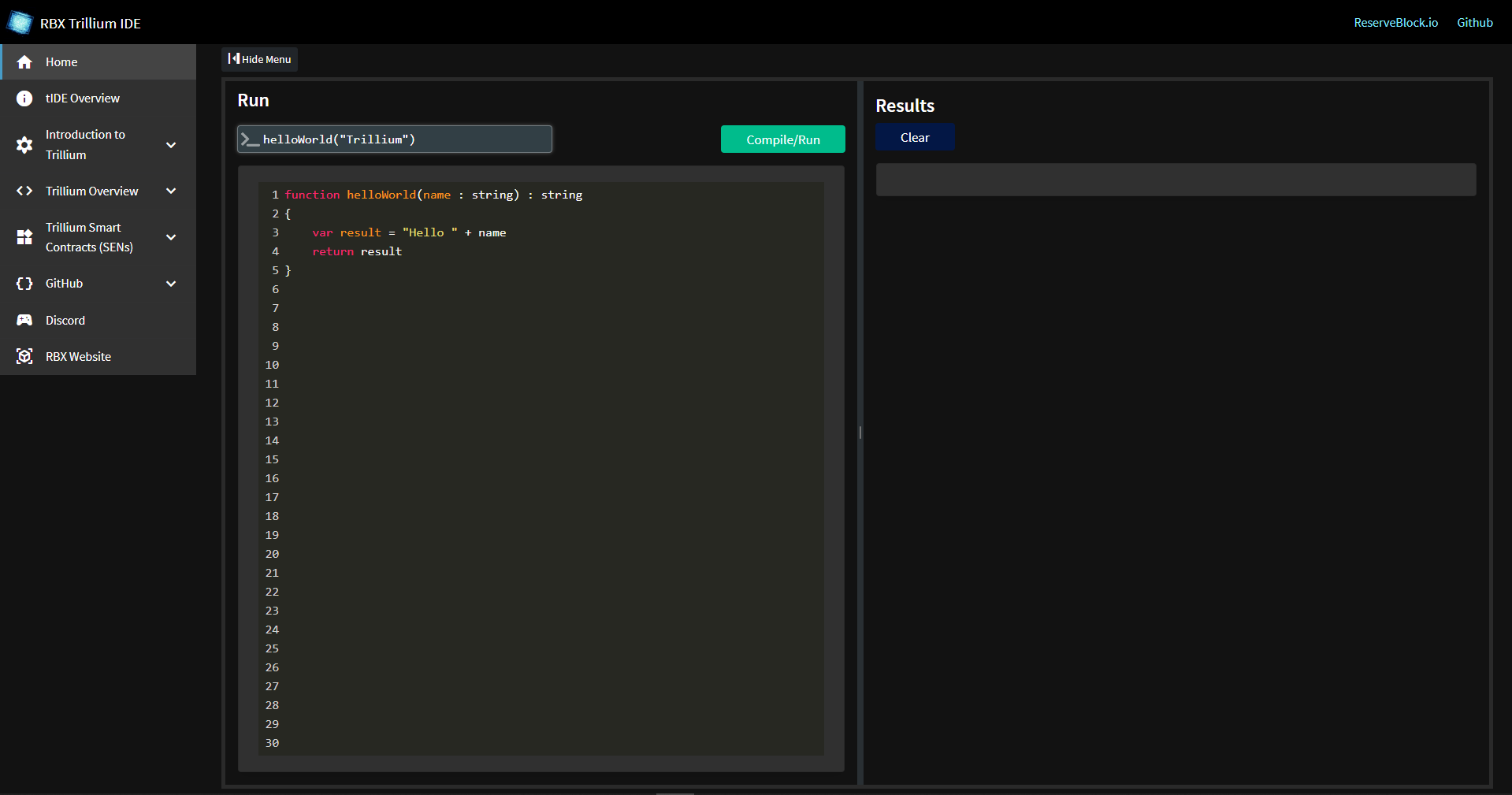 GitHub - ReserveBlockIO/TrilliumWebIDE