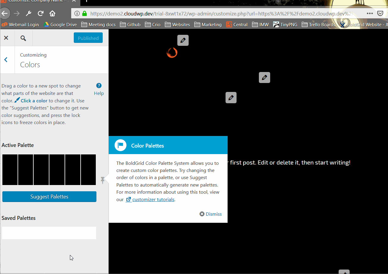 Live Preview doesn't show changes with Crio Child · Issue #1 · BoldGrid/starter · GitHub