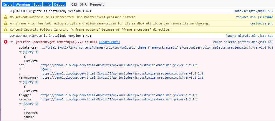 Live Preview doesn't show changes with Crio Child · Issue #1 · BoldGrid/starter · GitHub
