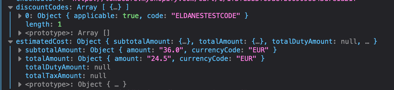 Unchanged value of cart.estimatedCost.totalAmount after cartDiscountCodesUpdate · Shopify ...