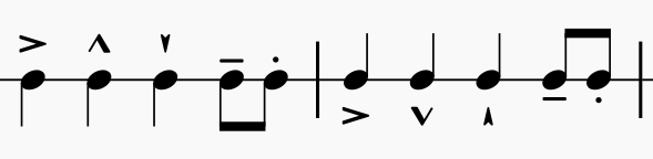 [MU4 Issue] Articulations too far from notes on single-line stave ...