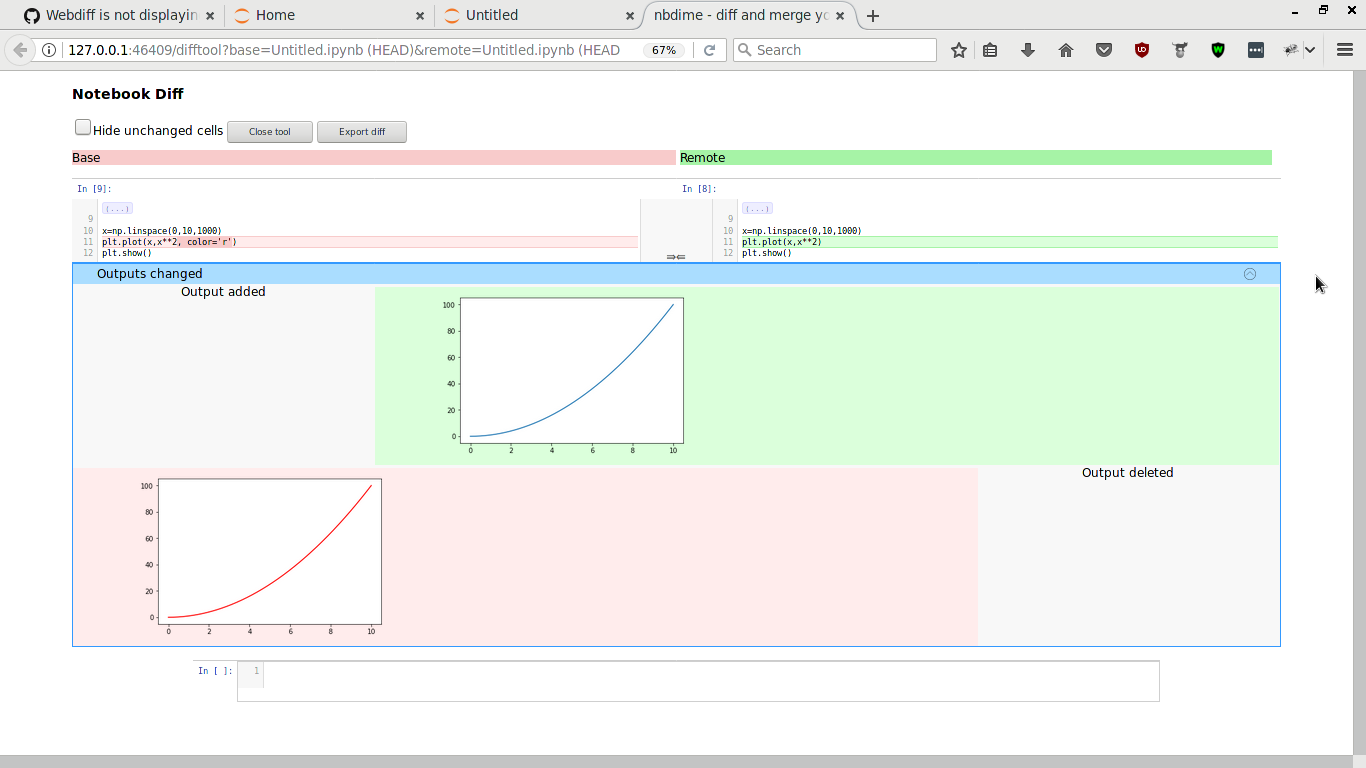 Webdiff is not displaying side by side · Issue #299 · jupyter/nbdime · GitHub