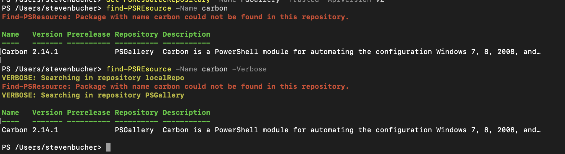 Find-PSresource should specify what repo it cannot find a package in when searching · Issue ...