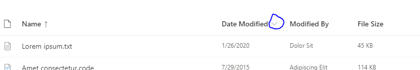 Non-text contrast ratio of the chevron down icon in the DetailsList column header is less than ...