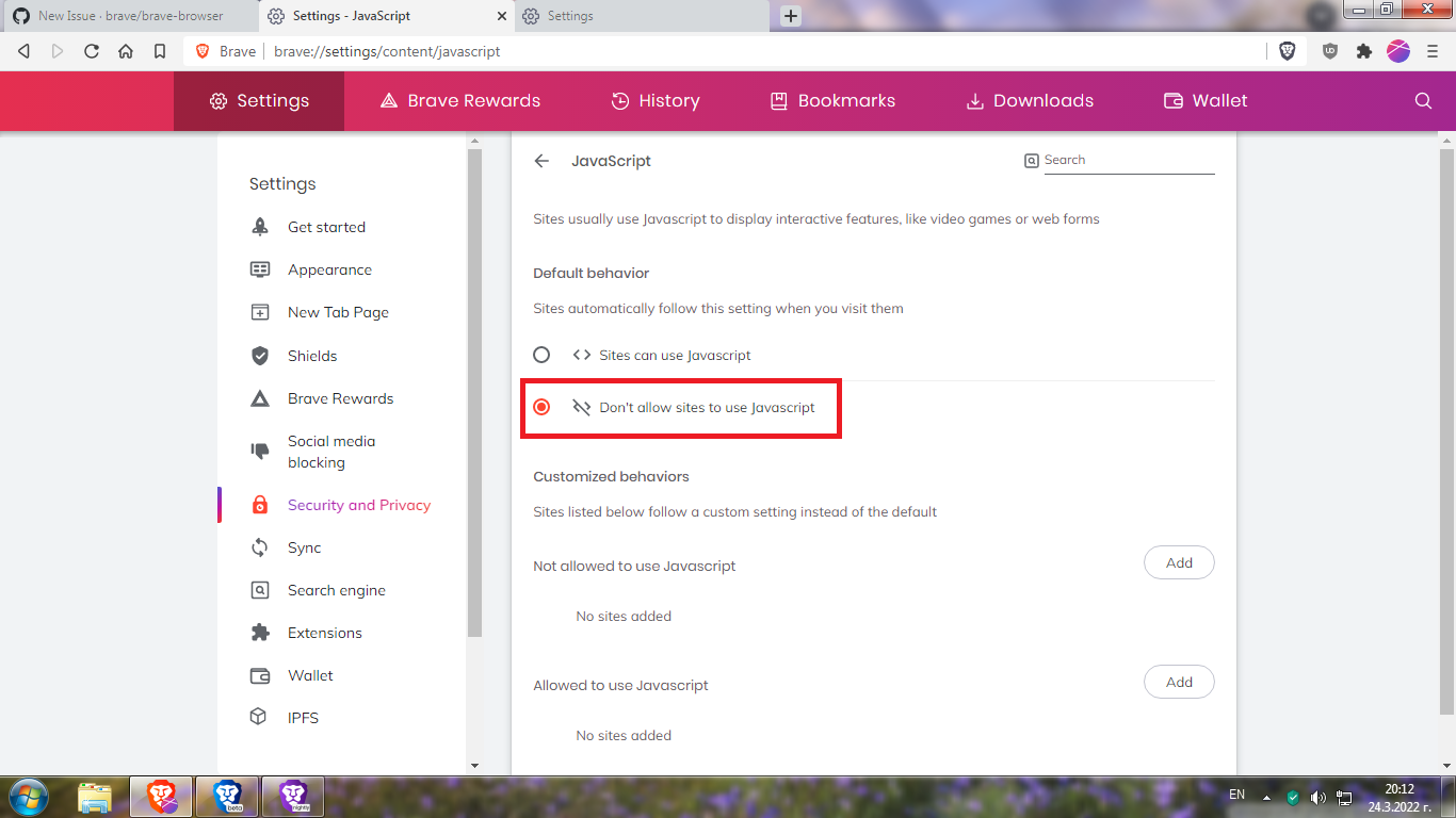 Changing global JavaScript settings via `brave://settings/content ...