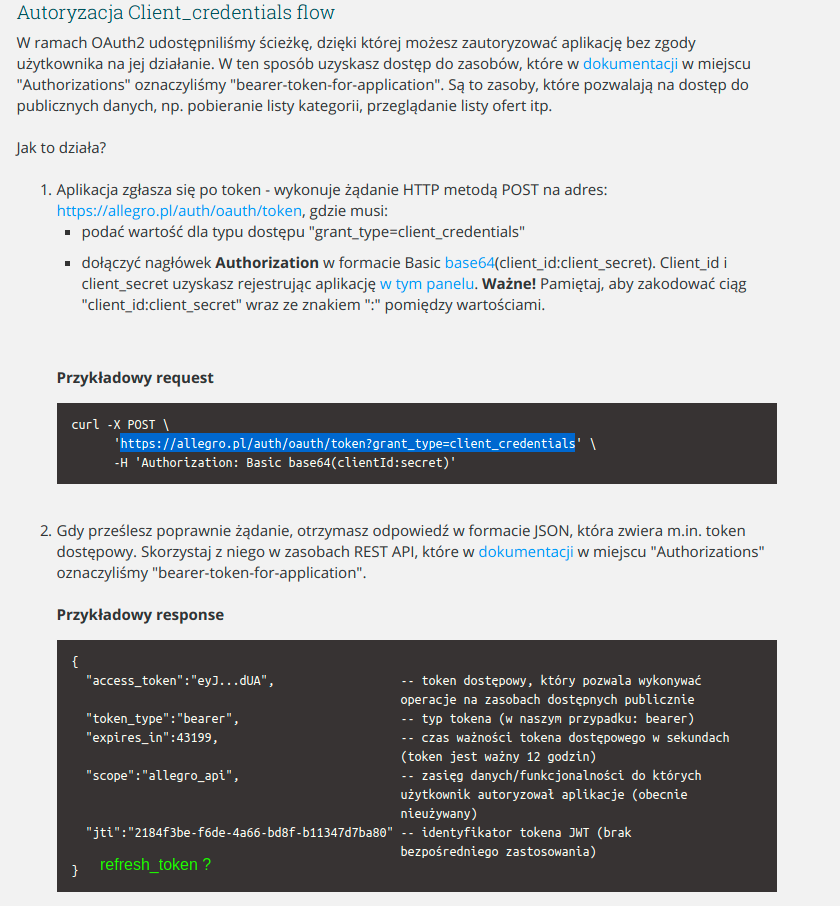 [SANDBOX] Jak odswierzyć token applikacji? · Issue #1365 · allegro/allegro-api · GitHub