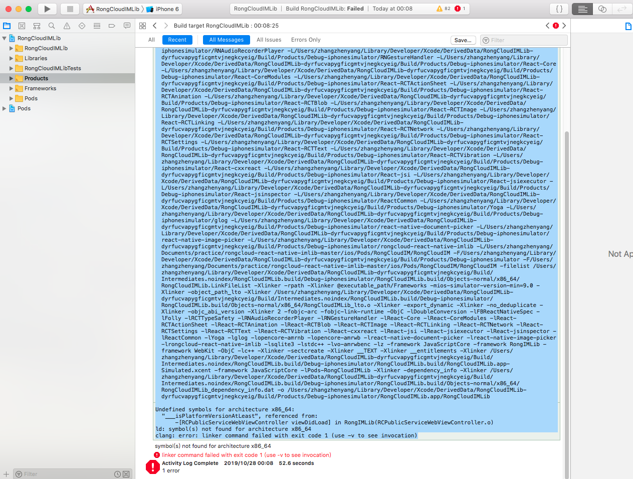 symbol(s) not found for architecture x86_64 · Issue #27018 · facebook/react-native · GitHub