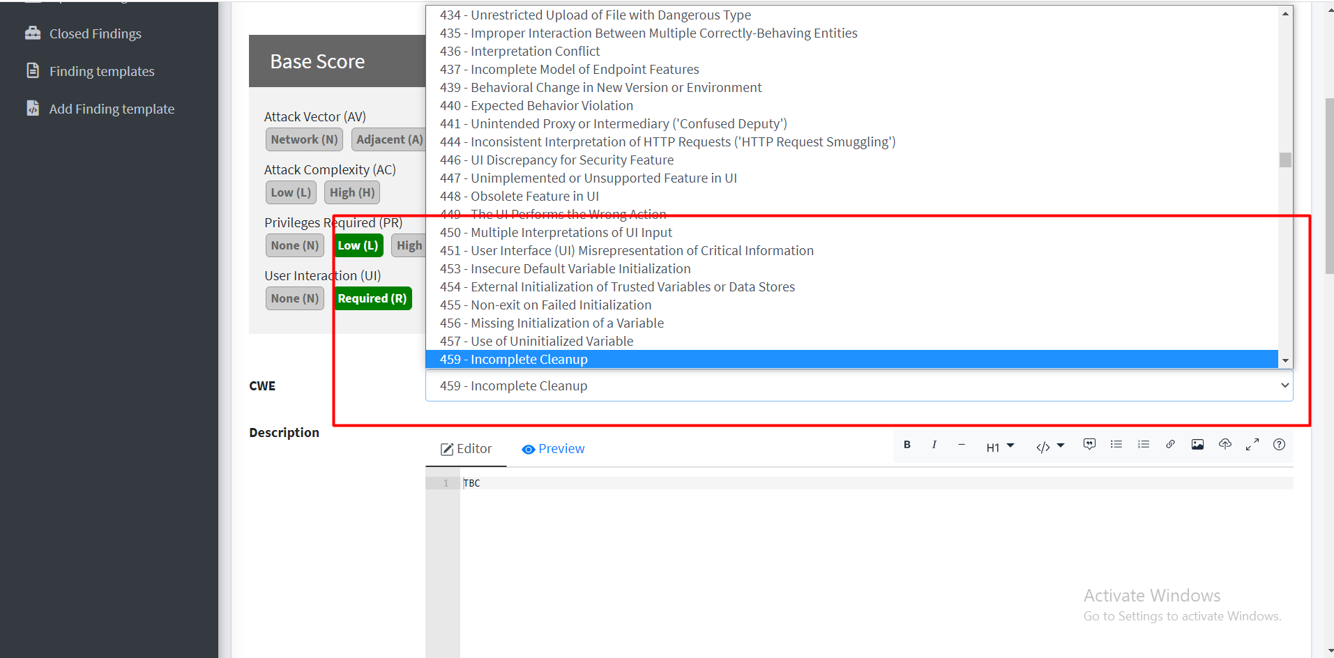 Add Search in CWE list while selecting in Findings · Issue #4 · 1modm/petereport · GitHub