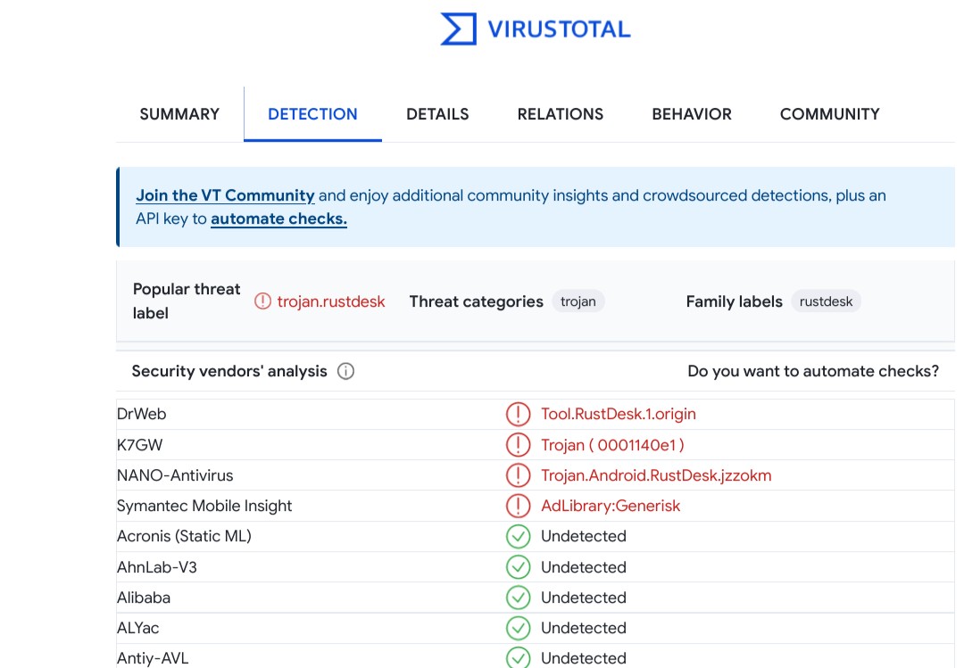 Trojan detection in ESET Mobile Security · rustdesk rustdesk · Discussion #5940 · GitHub