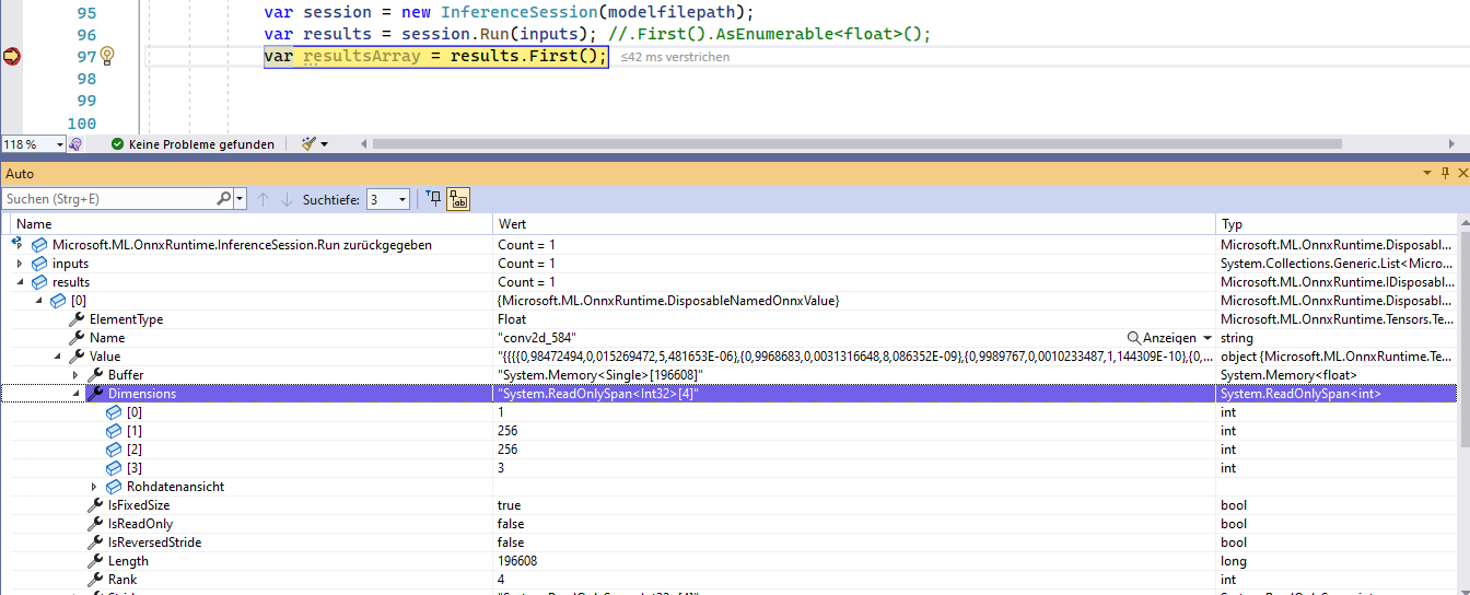 C#, How to access the different output layer of inference (semantic ...