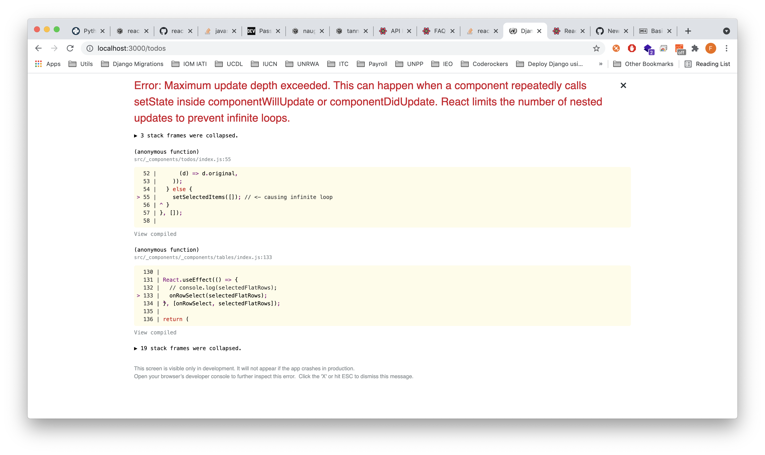 Error: Maximum update depth exceeded · Issue #3367 · TanStack/table · GitHub