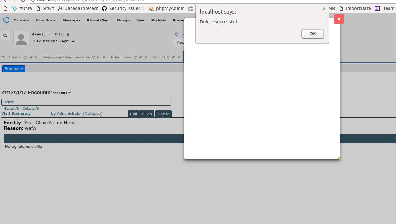 deleting an encounter does not close the encounter · Issue #1321 · openemr/openemr · GitHub