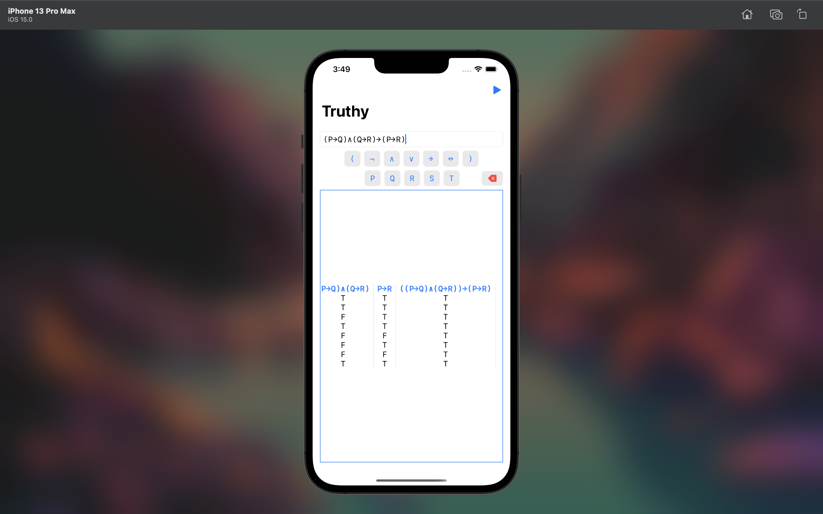 GitHub - abmfy/Truthy: [WIP]An iOS/iPadOS app for calculating truth table.