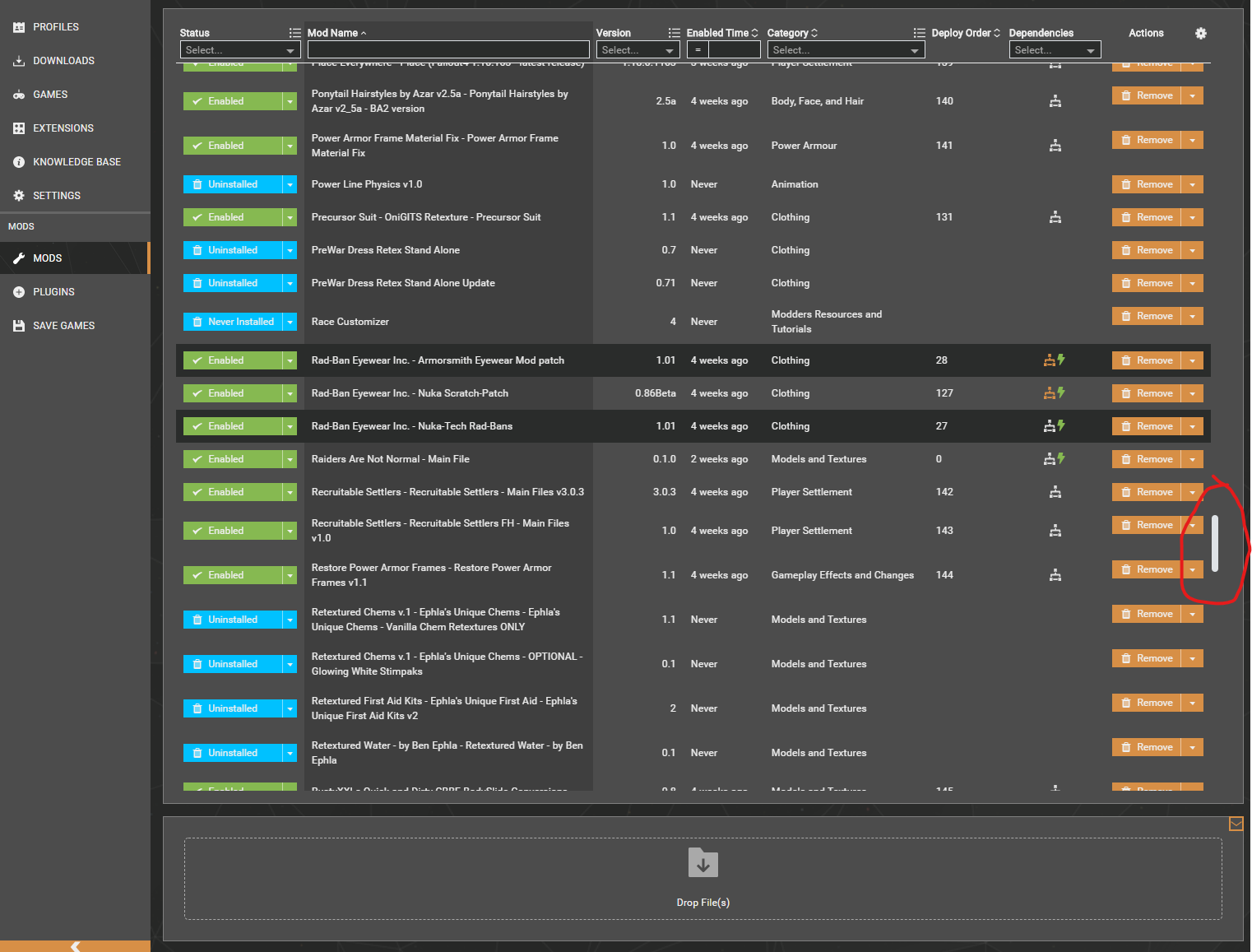 Suggestion - when mod details is open on the right side, the scroll for ...