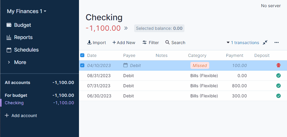 [bug] Skip Scheduled Date Doesnt Affect Missed Transactions · Issue