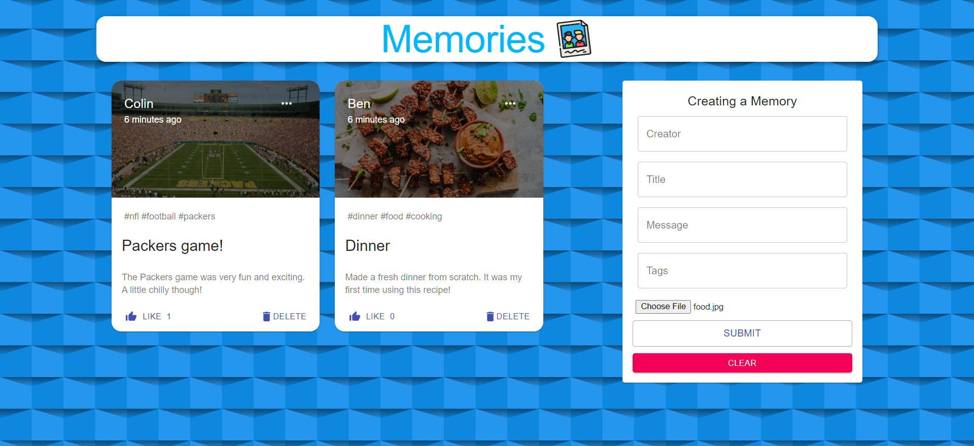 GitHub - cpruz/Memories-App: A full stack MERN application. It is a simple social media to post ...