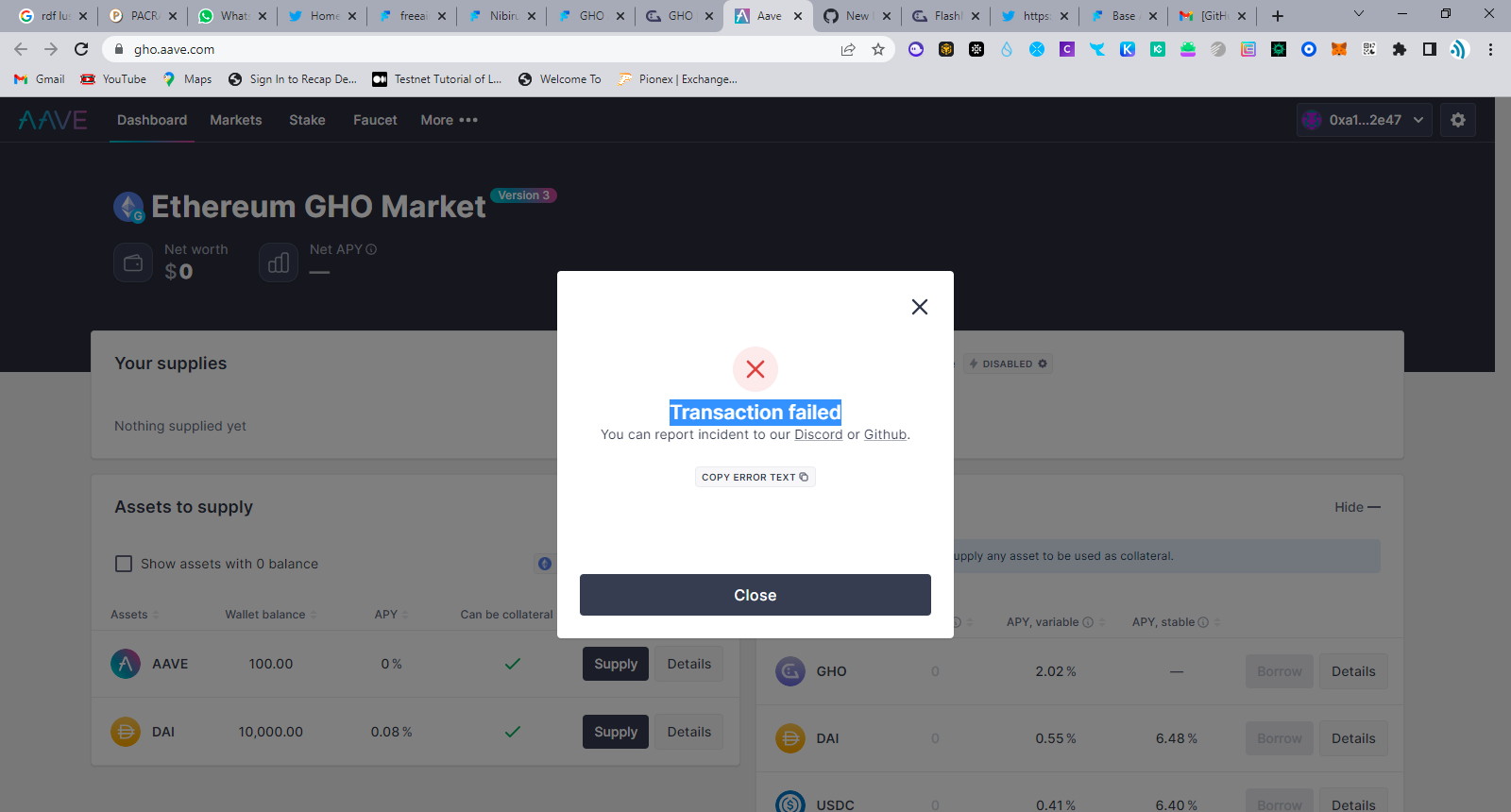 Transaction failed · Issue #1508 · aave/interface · GitHub