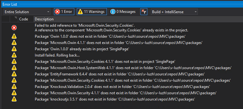 [Bug Bash]Error “failed to add reference to 'Microsoft.Owin.Security.Cookies'” occurred after ...