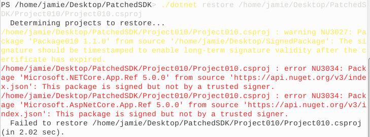 Cross Platform Sign Verify Unexpected Errors About A Package From Source Occur After 