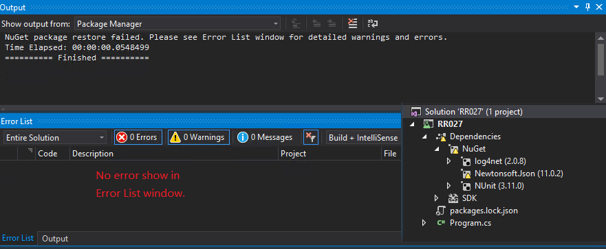 Errors from lock file enforcement should show up in Error List Window · Issue #7429 · NuGet/Home ...
