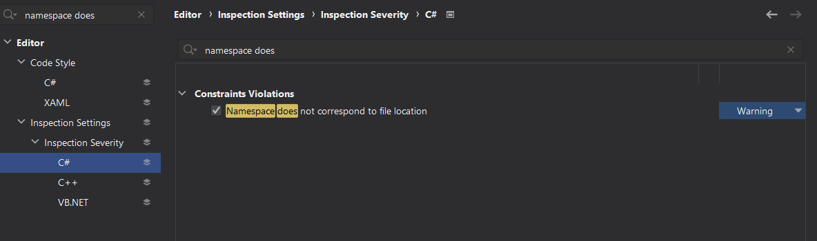 Namespace Does Not Match File Location Warning Not Showing Up In Rider · Issue 2360 · Jetbrains