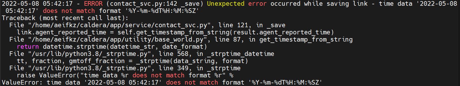 ERROR: manx agent reported error time format · Issue #2568 · mitre/caldera · GitHub