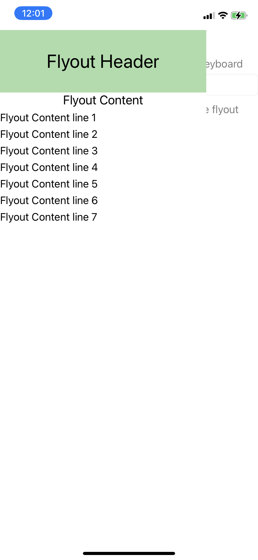 [Bug] Scrollable Flyout content renders over the Flyout header after opening iOS keyboard ...