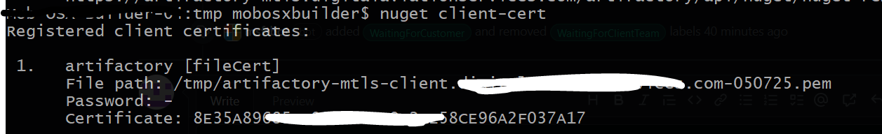 Nuget Restore Nuget List Configured With Client Cert Keeps Prompts For Credentials In Mac And 2546