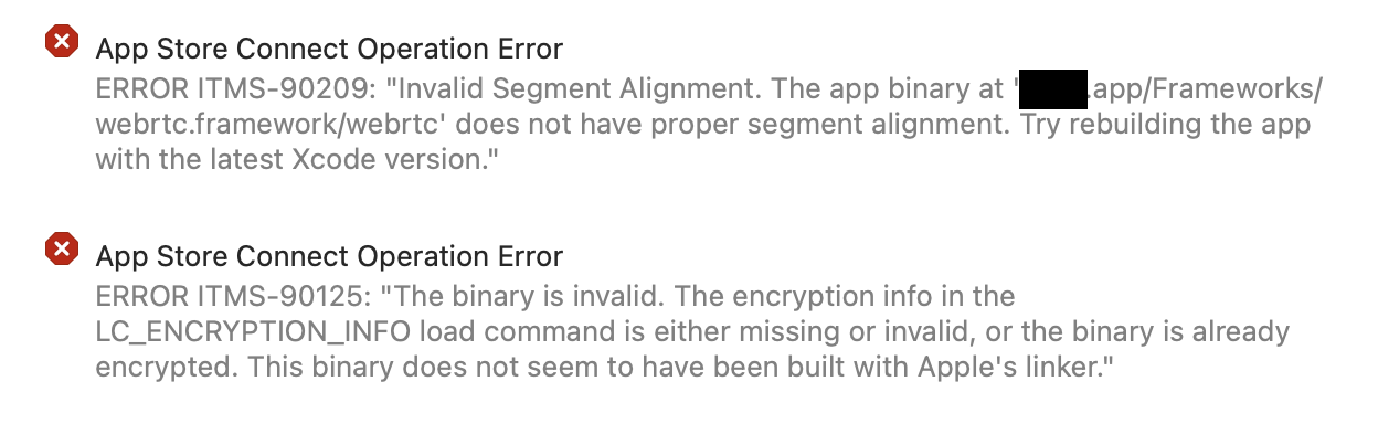 [BUG] [iOS] Multiple errors when validating on TestFlight · Issue #404 ...