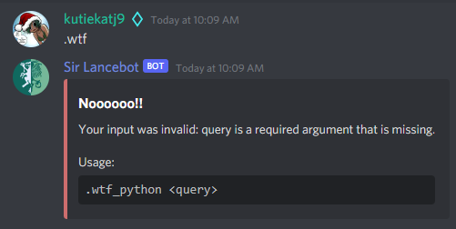 Change behavior of `.wtf` to link to repo when there is no query · Issue #938 · python-discord ...