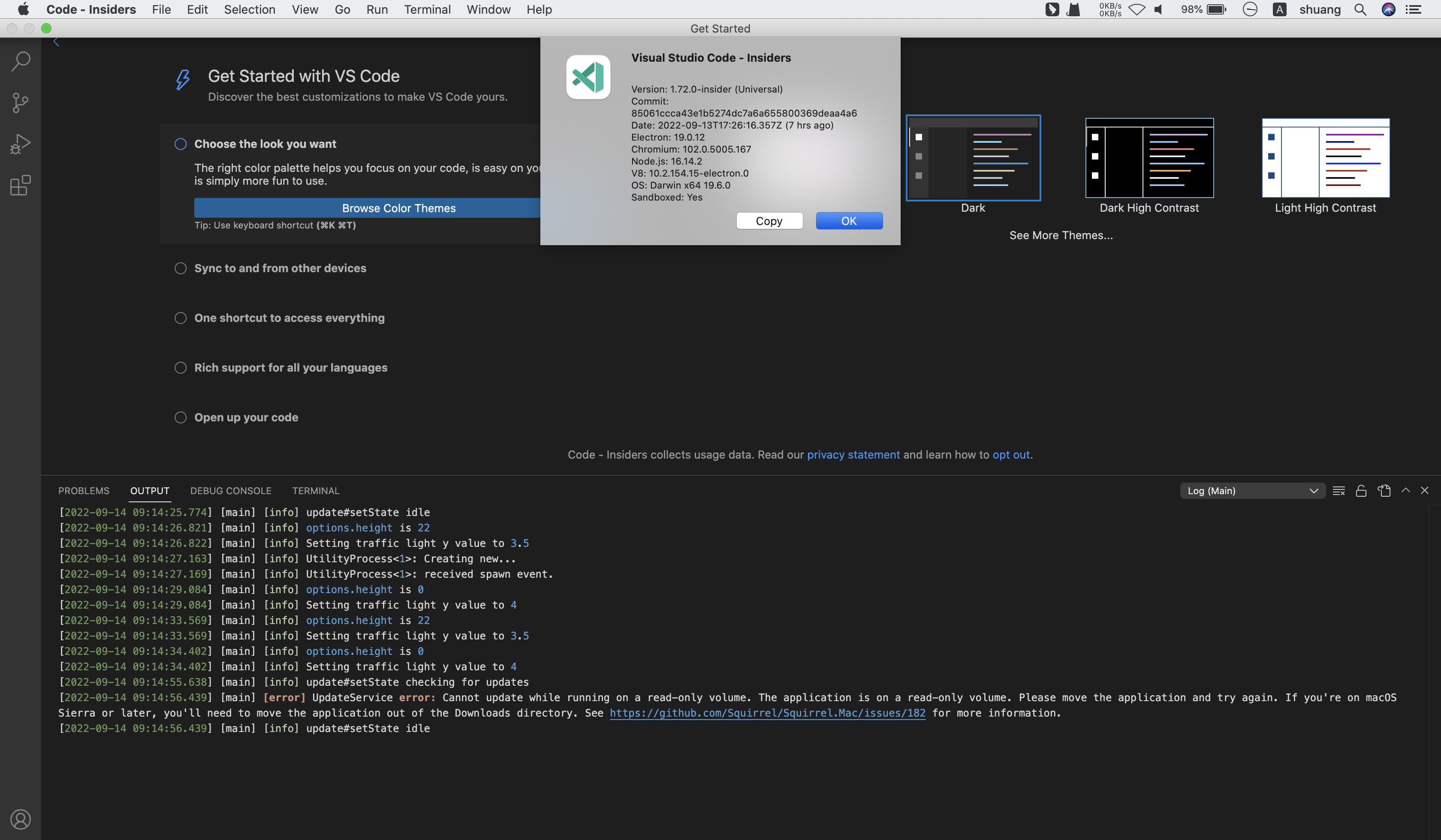 On macOS Catalina, when in full screen mode, the traffic light button display is misaligned ...