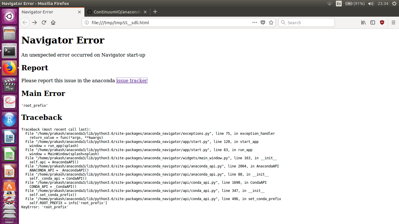 An Unexpected Error Occurred On Navigator Start Up Main Error Root