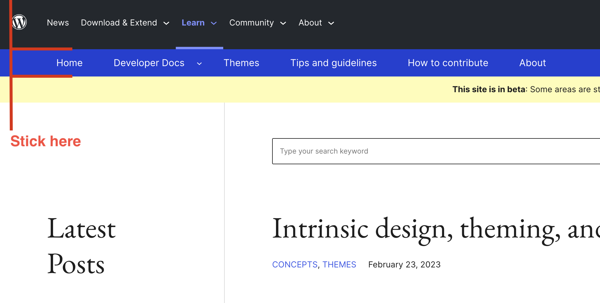 Make menu bar "sticky" · Issue #36 · WordPress/wporg-developer-blog · GitHub