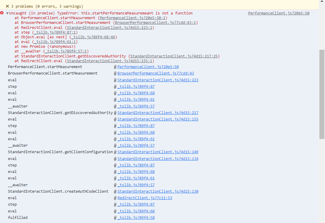 Getting startPerformanceMeasuremeant is not a function error · Issue #5579 · AzureAD/microsoft ...