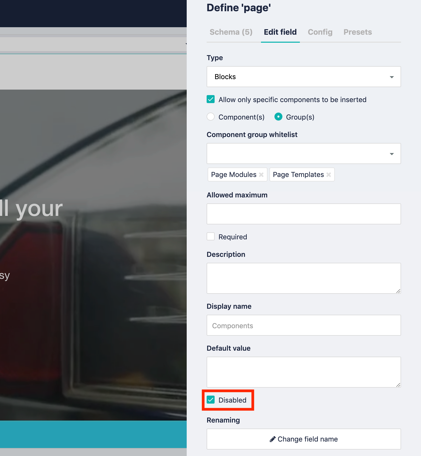 Add the `disabled` option in the edit field tab · Issue #589 · storyblok/storyblok · GitHub