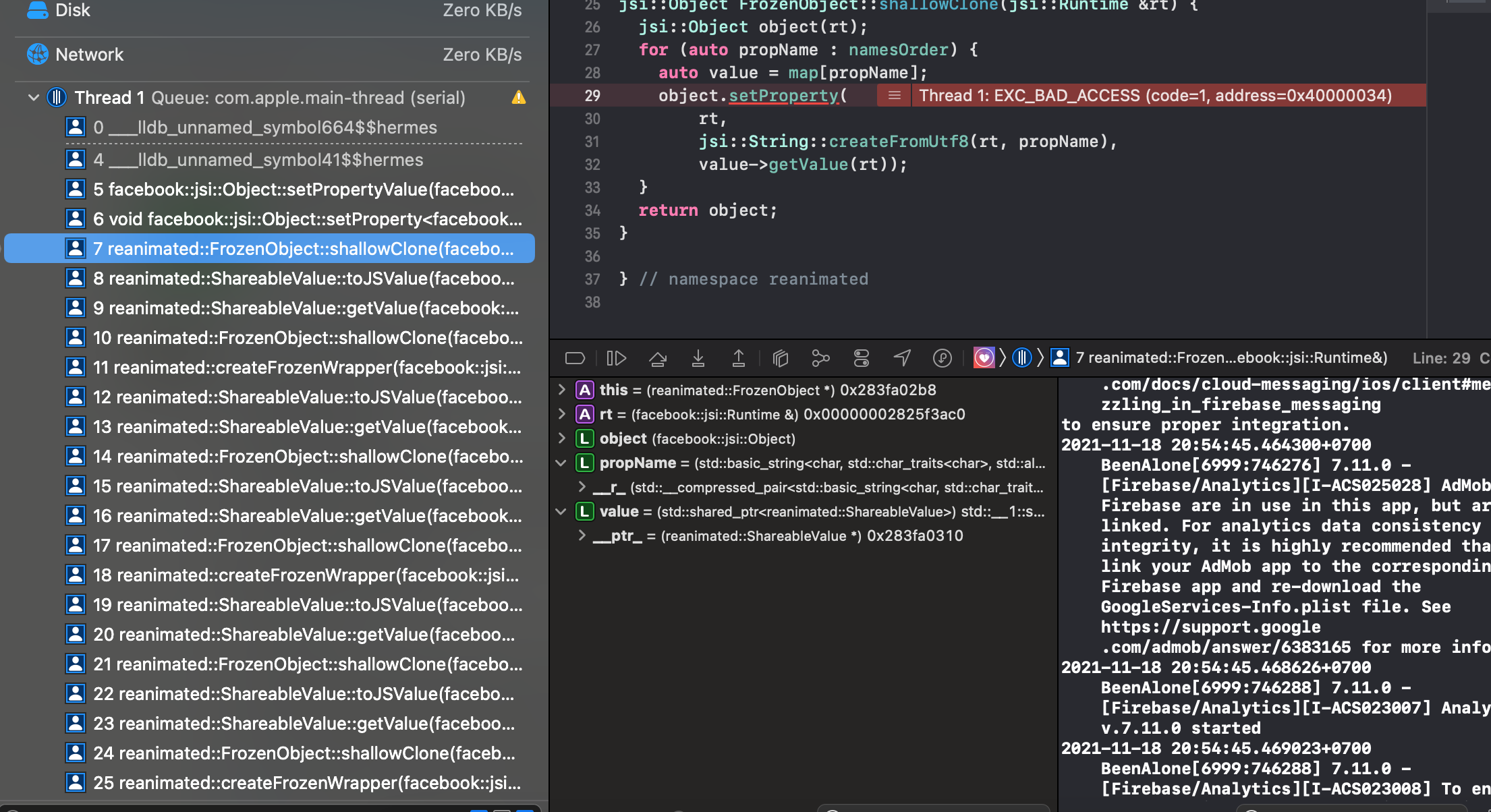 EXC_BAD_ACCESS / runtime.get() on iOS · Issue #2630 · software-mansion/react-native-reanimated ...