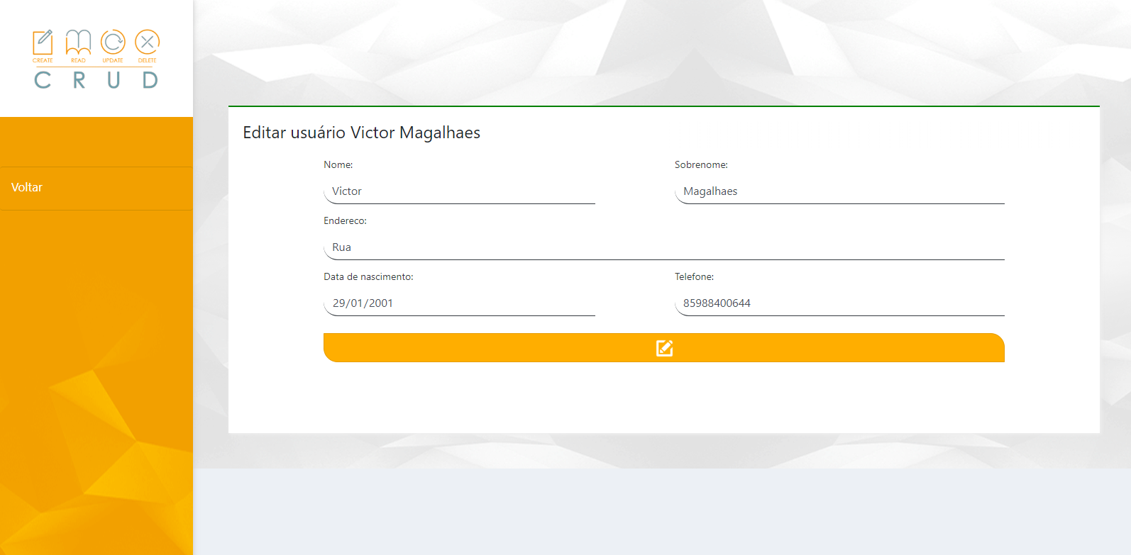 GitHub - VictorMagalhaesSales/JSP-JavaWeb: CRUD com MySQL, JEE e JSP