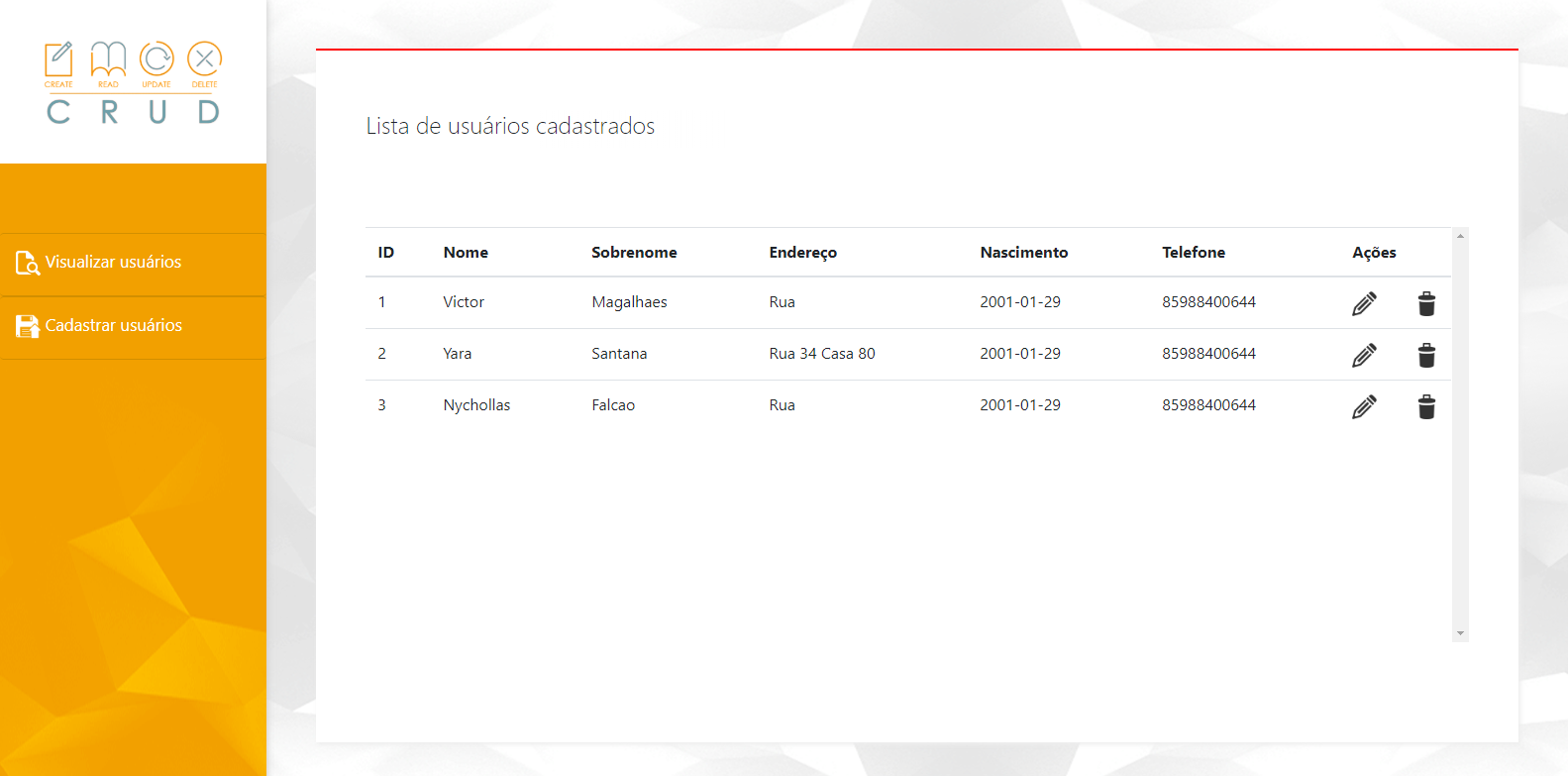 GitHub - VictorMagalhaesSales/JSP-JavaWeb: CRUD com MySQL, JEE e JSP