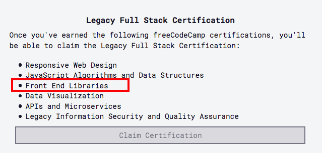 Change cert name to "Front End Development Libraries" on settings page · Issue #42502 ...