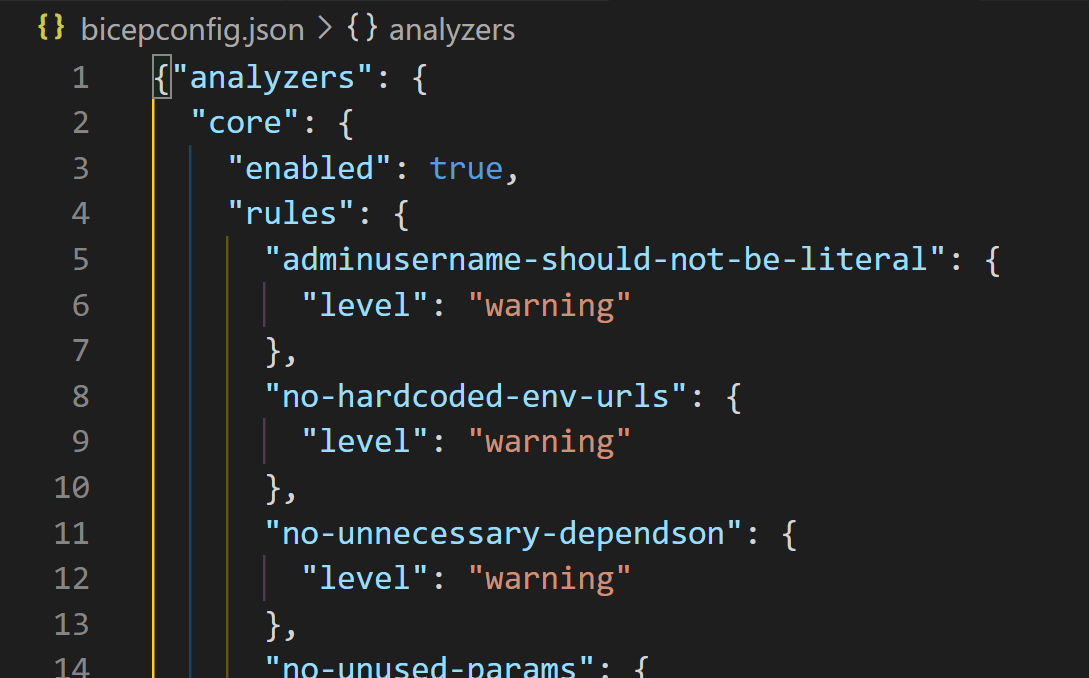 IntelliSense in bicepconfig.json file has two separate behaviors ...
