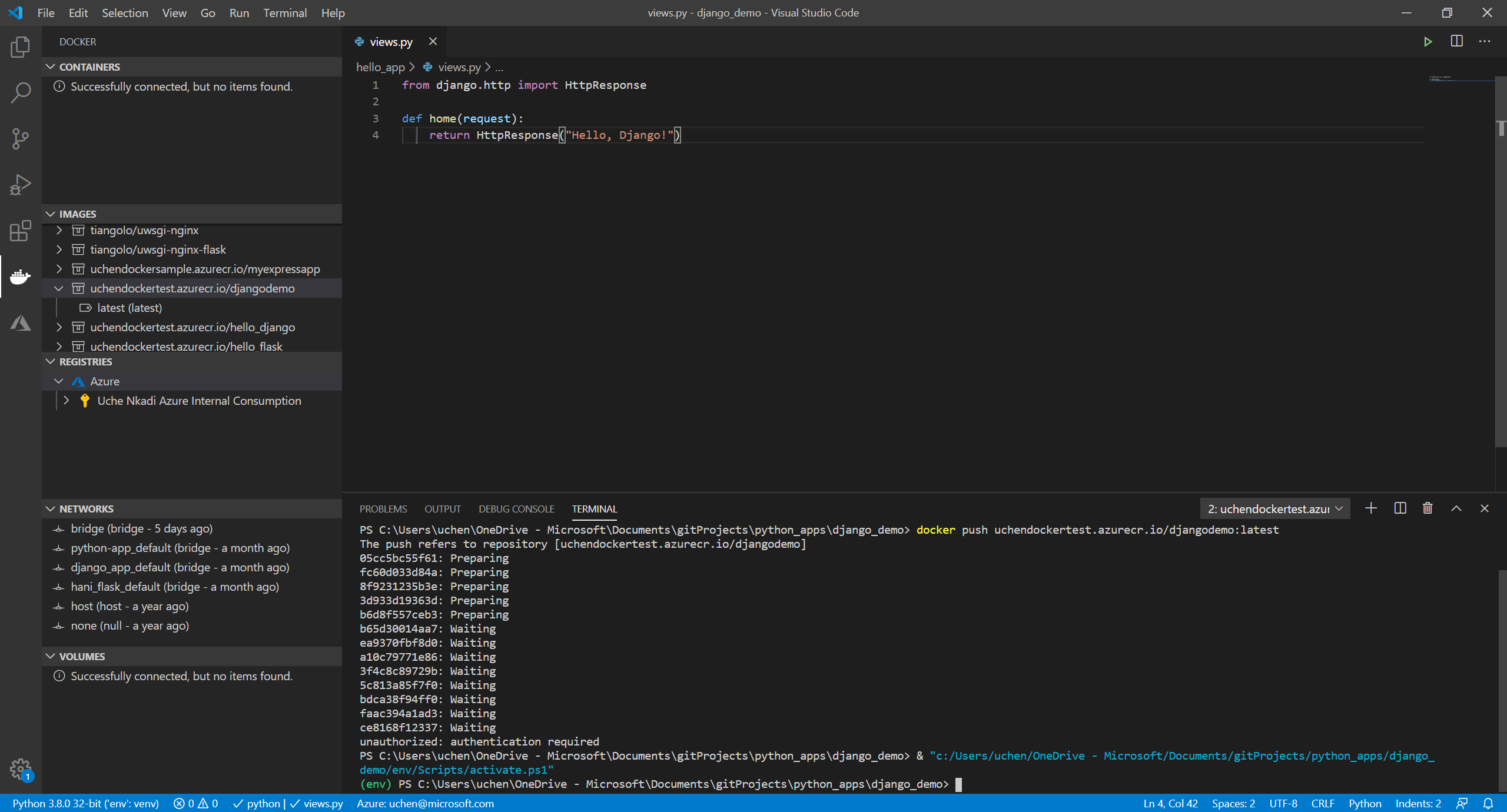 Automatic Prompting For Azure Login · Issue 1767 · Microsoftvscode Docker · Github