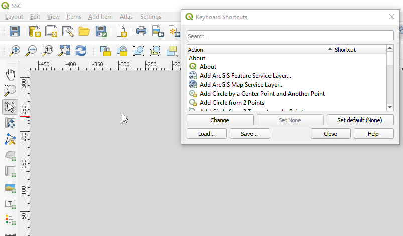 Unable to change shortcut keys for actions in the layout view (print composer). · Issue #41610 ...