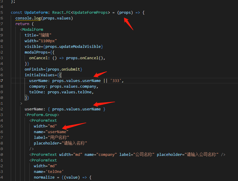 使用ModalForm的initialValues给文本框赋初始值失败的问题🐛[BUG] · Issue #8809 · ant-design/ant-design-pro · GitHub