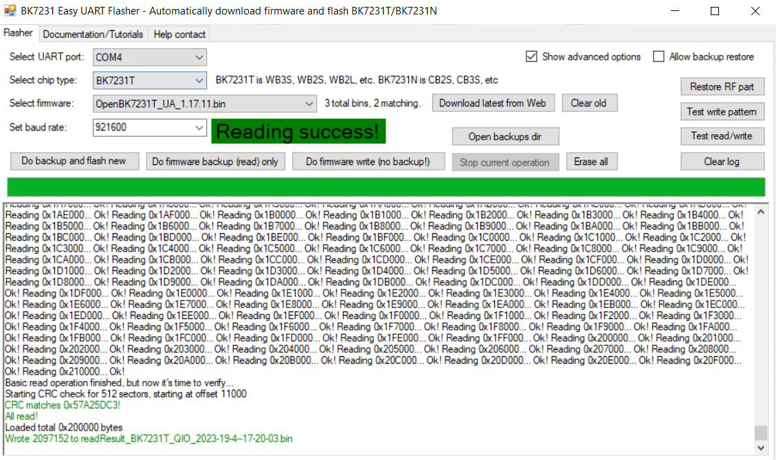 Produced dump is "swapped" i.e. bootloader is at the end of flash ...
